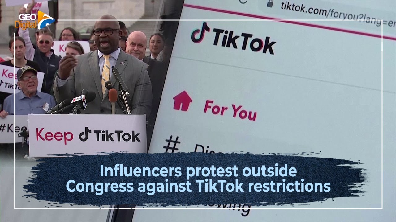 Influencers protest outside Congress against TikTok restrictions | Geo ...