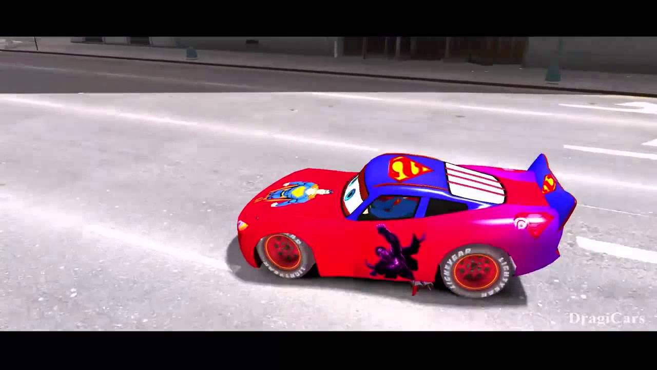 Superman & Yellow Spiderman Smash Disney Pixar Cars McQueen Colors ...