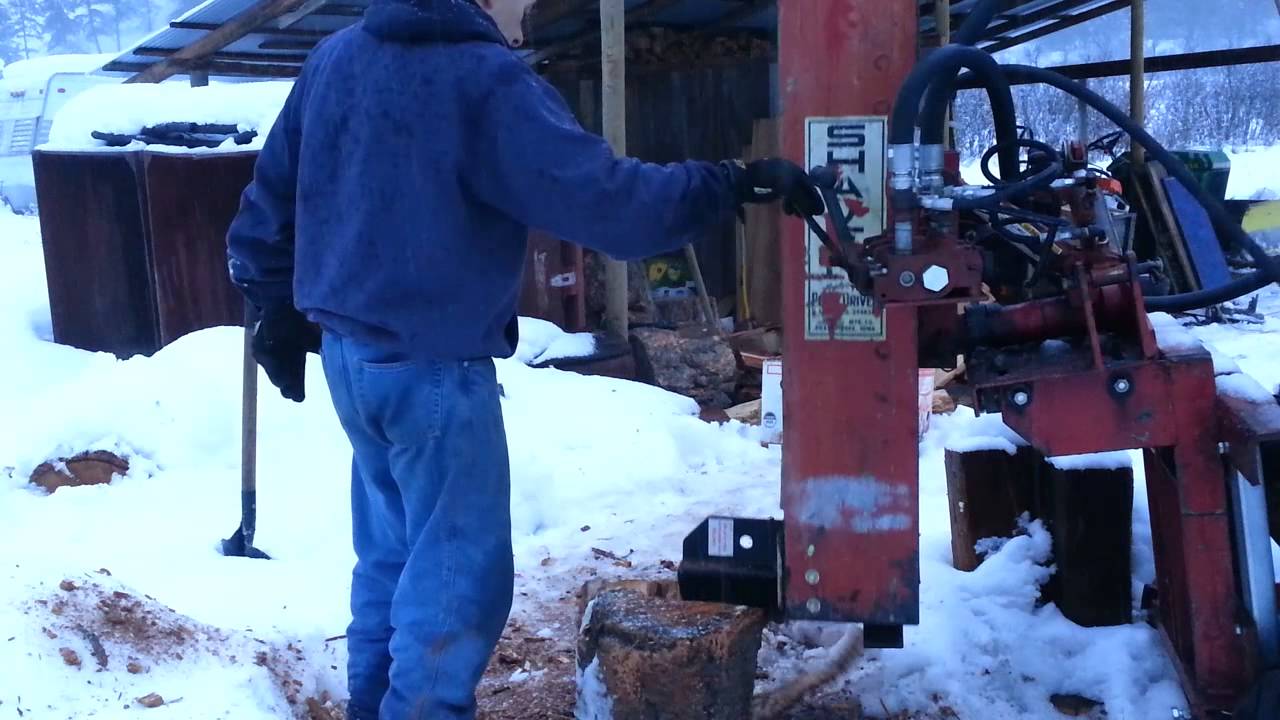 Wood splitter from post pounder - YouTube