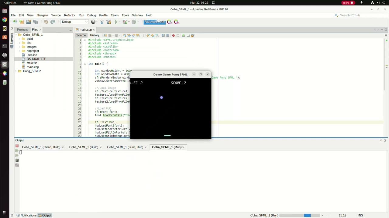 Simple Pong Game Written With c++ and sfml - YouTube