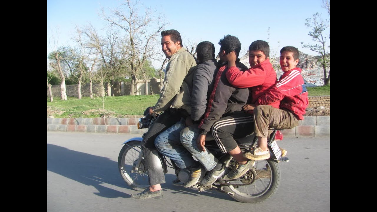 5 People riding Motorbike!!!! Iran Style - YouTube