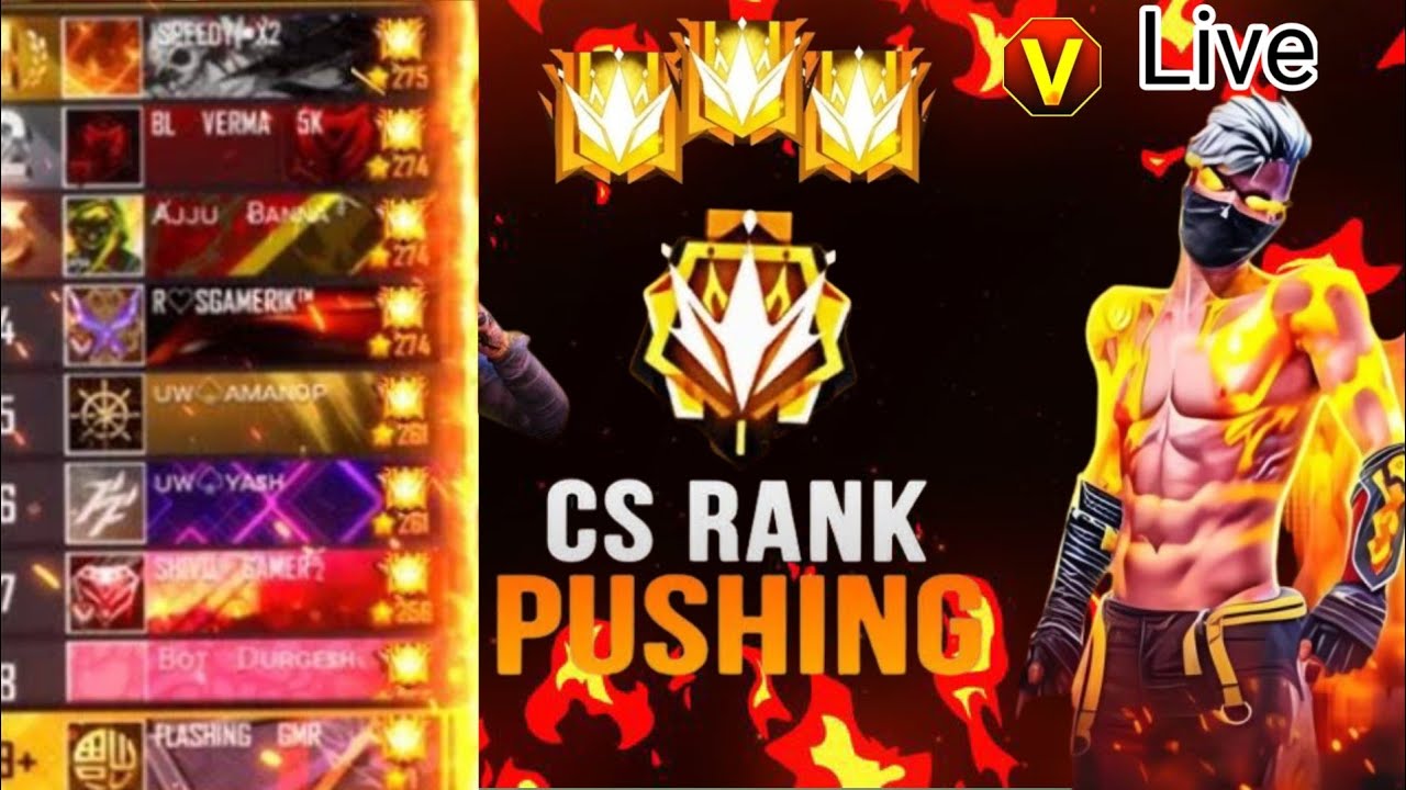 LIVE STREAM IN FREE FIRE CS RANK PUSH GAME PLAY। - YouTube