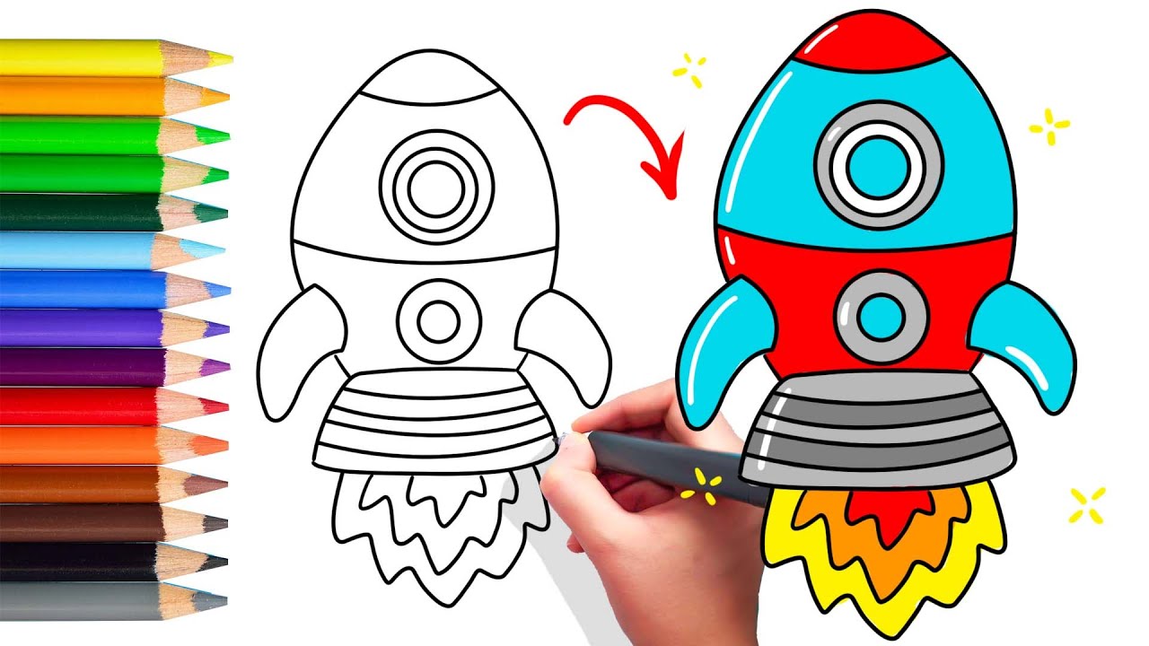 how to draw rocket ?! easy step by step - YouTube