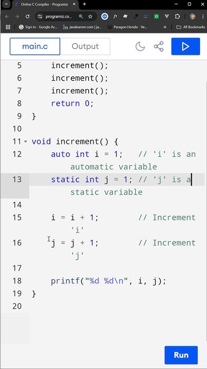 Simple Code explaining static Storage Class in the C Language - YouTube