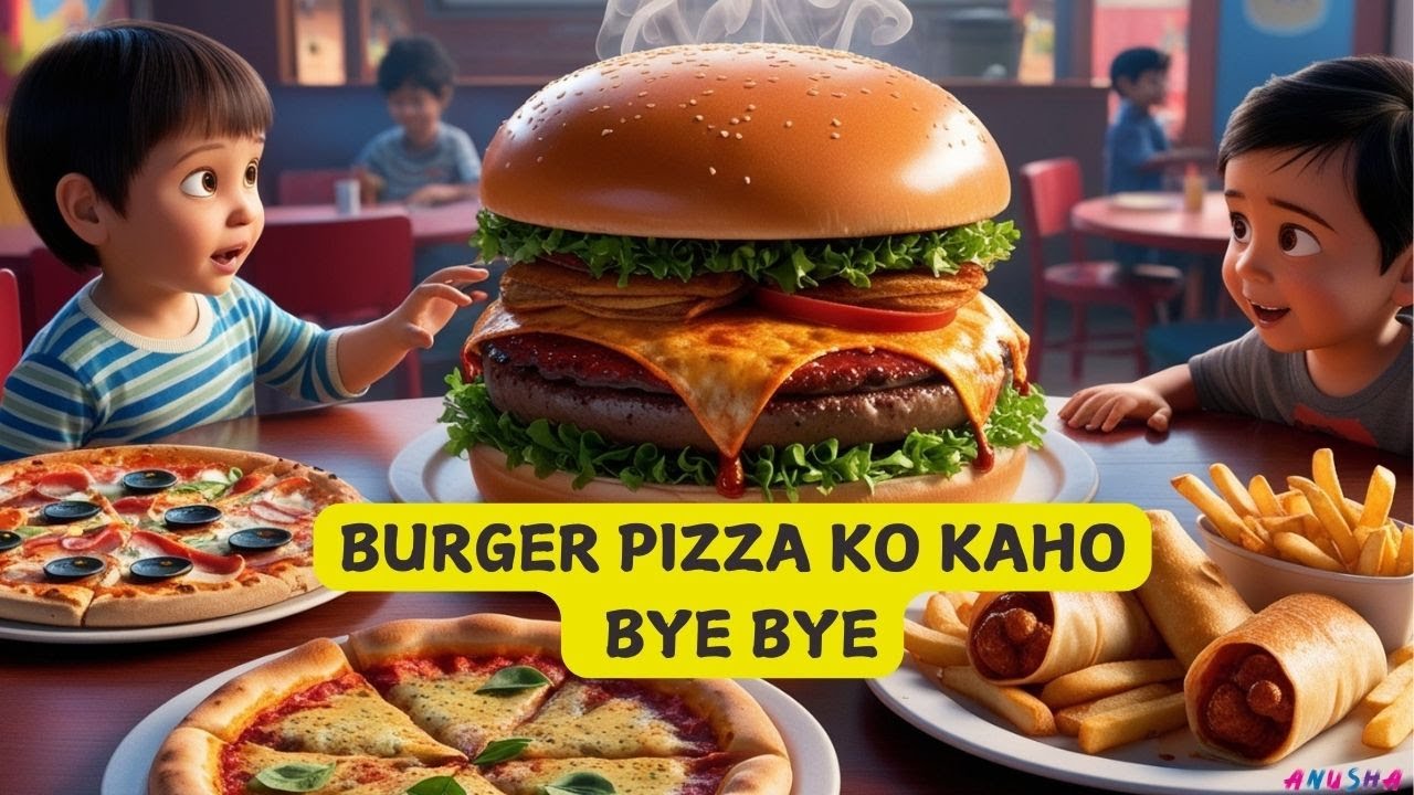 Burger Pizza Samosa Noodle Ko Kaho Bye Bye 🍔🍕 | Fun Healthy Food Song for Kids 🎶|Junk Food stay ...
