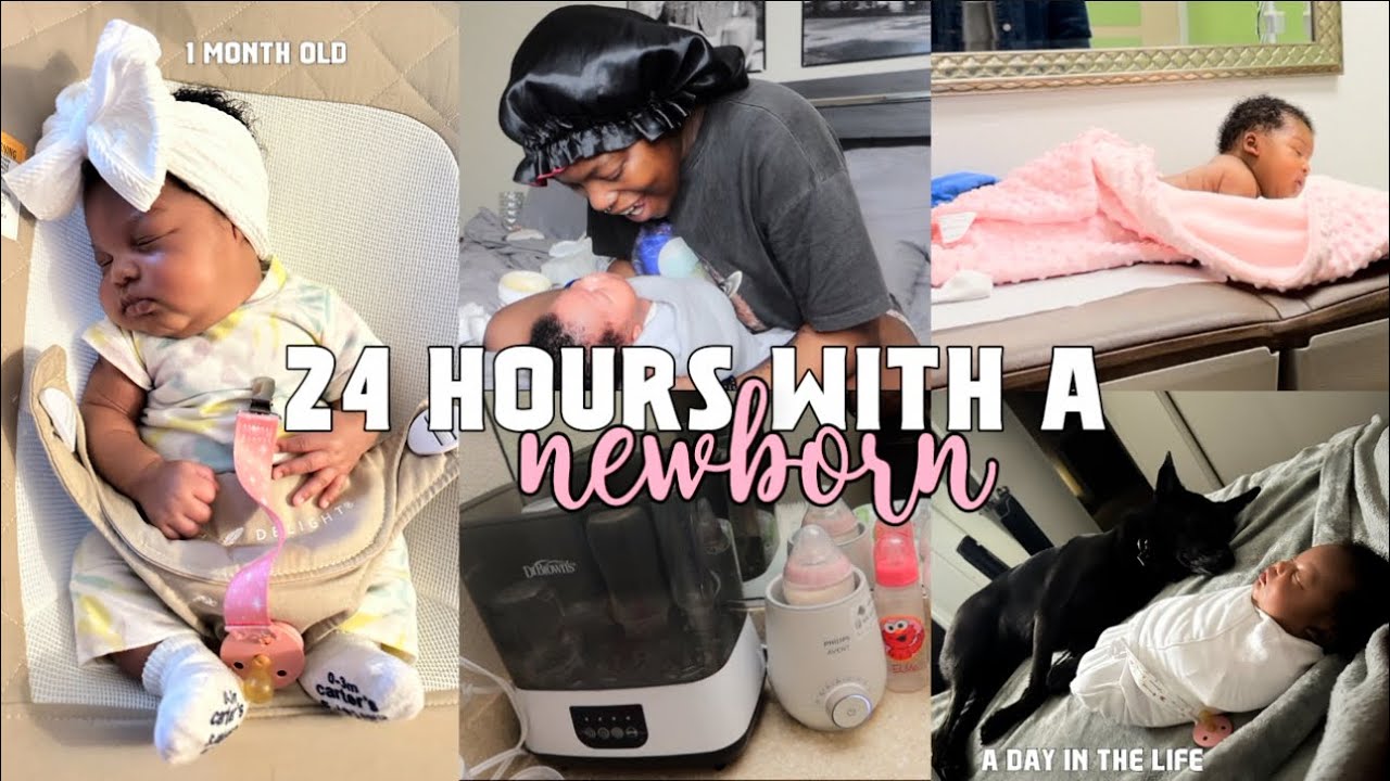 24 REALISTIC HOURS WITH A NEWBORN (1 MONTH OLD) | FIRST TIME MOM | 1 ...