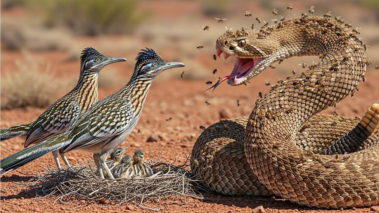Rattlesnake Attacks Roadrunner Nest! Then Bees Swarm and Change ...