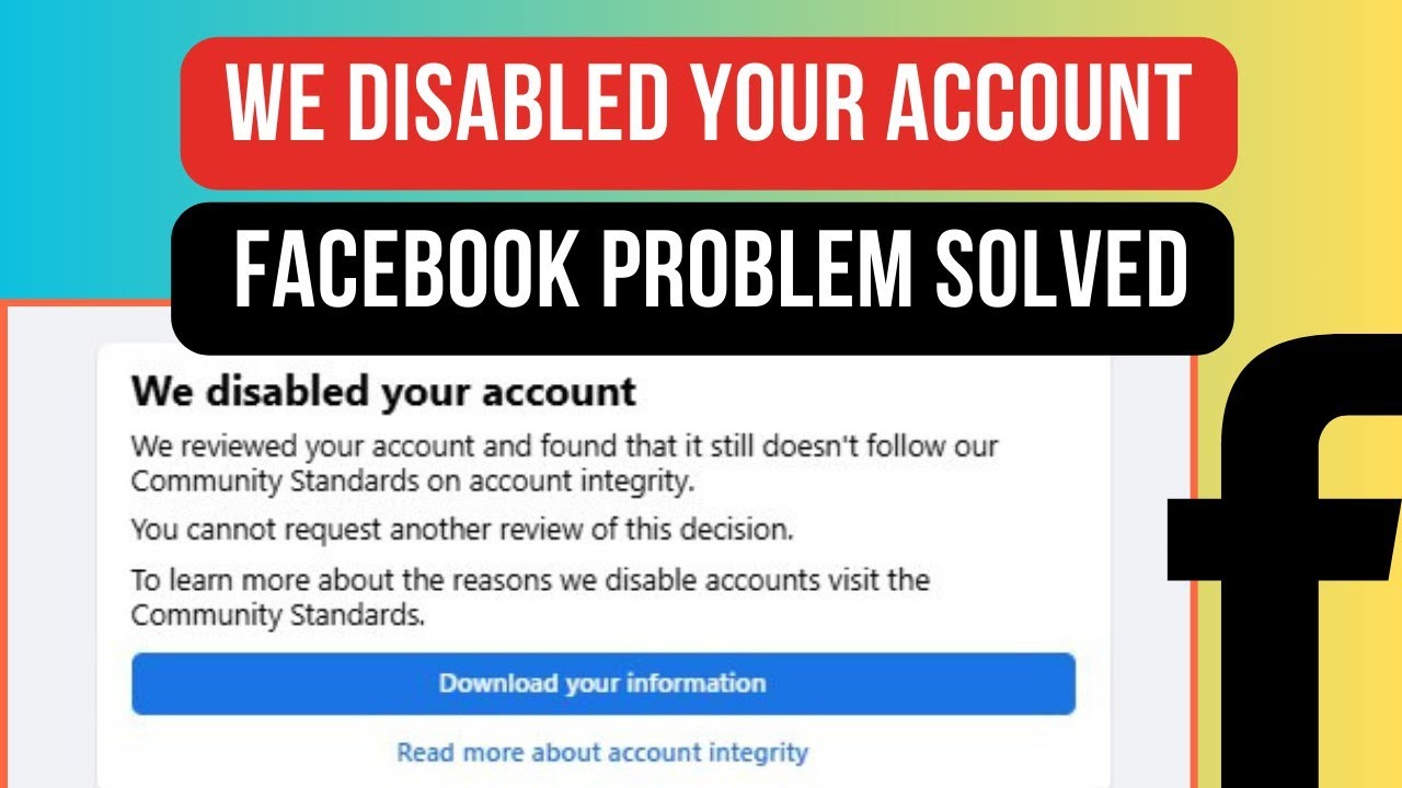We disabled your account Facebook | We reviewed your account and found ...