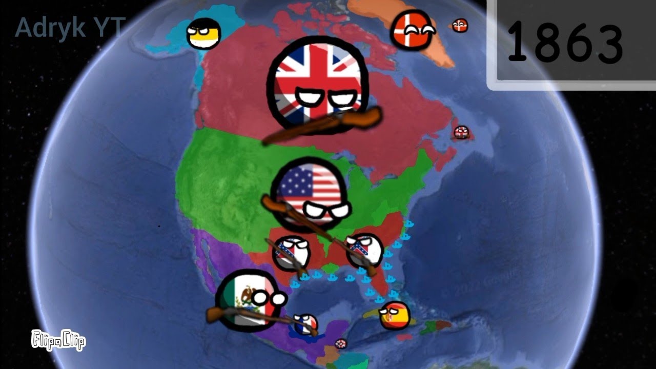 History of North America using Google Earth (1600-2022) Countryballs ...