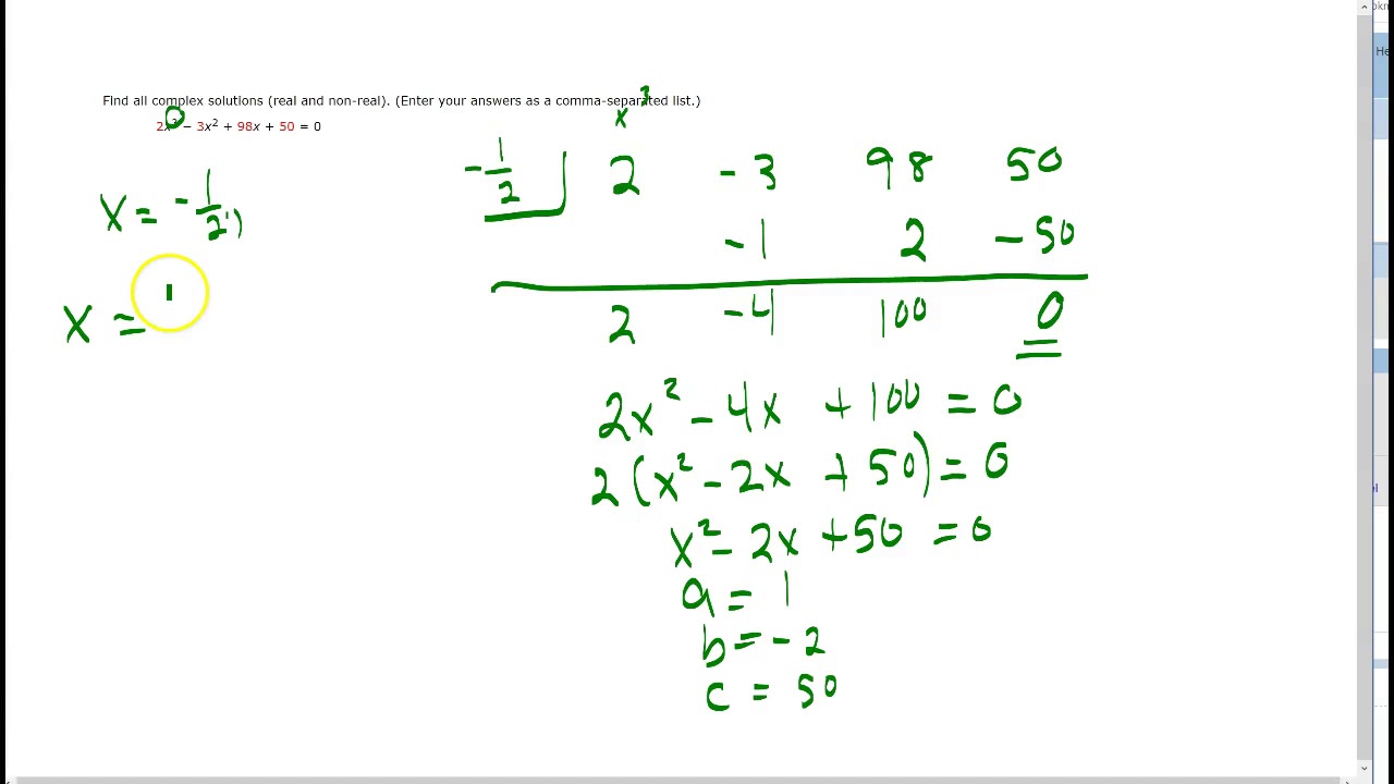 PreCal 2.6 #9 Finding real and non-real zeros - YouTube