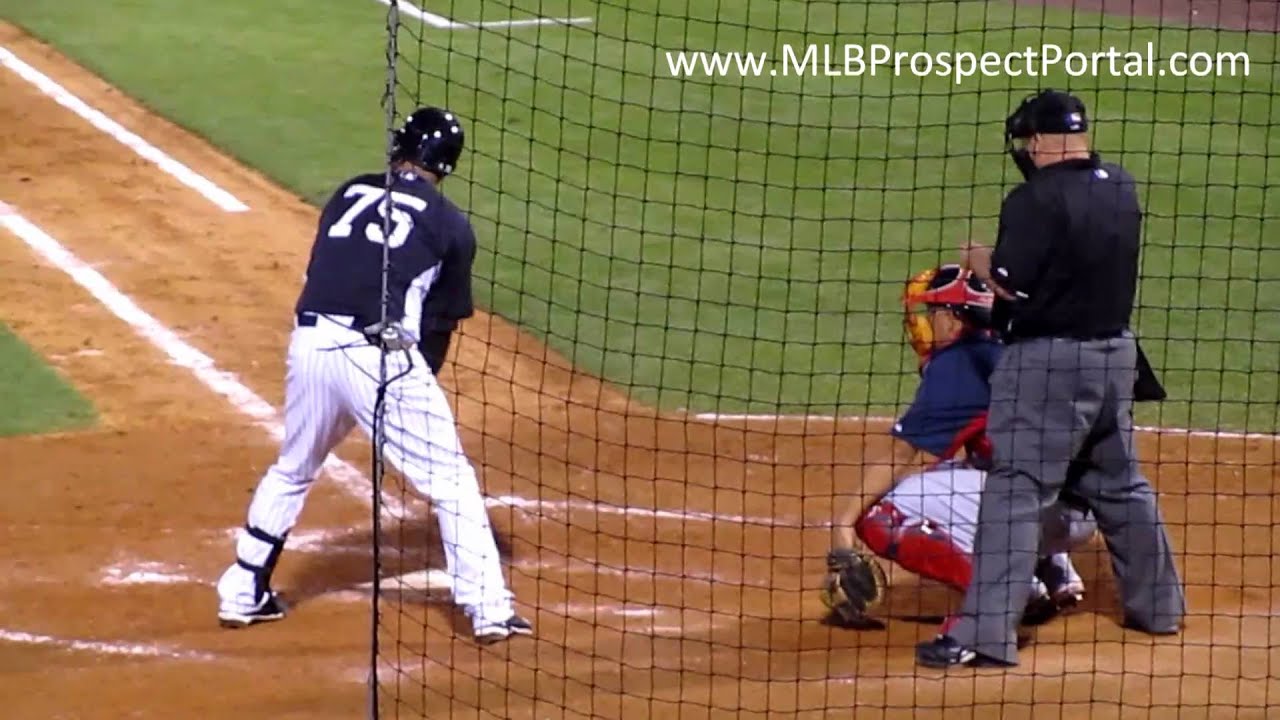 Yankees 3B Brandon Laird batting vs. Red Sox - 2011 Spring Training ...