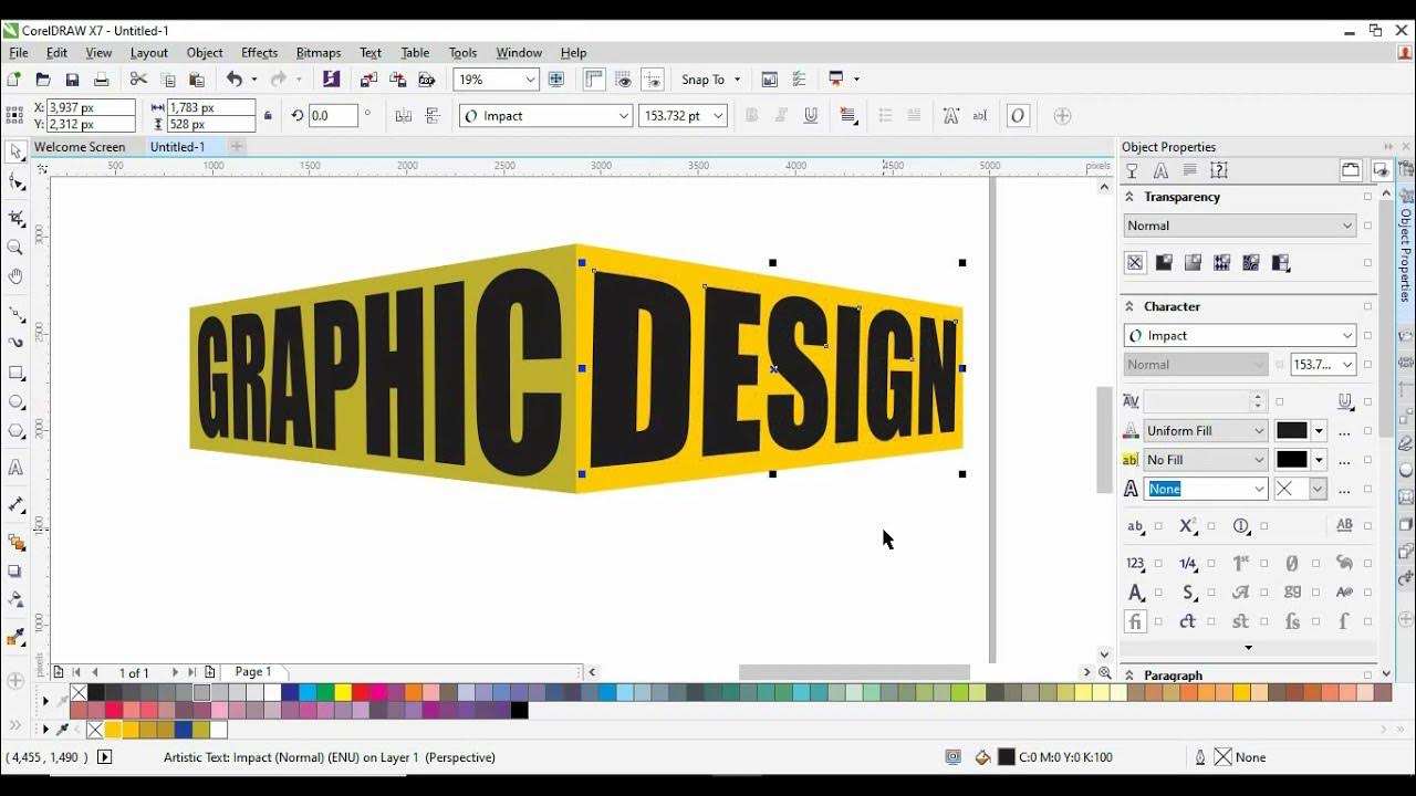How to use perspective tool CorelDraw tutorial ll Text effect in CorelDRAW ll NIS designs - YouTube