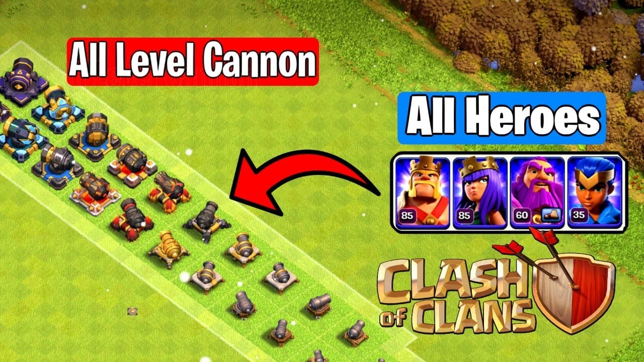 All Heroes Vs All Level Cannon - Clash Of Clans #clashofclans #coc ...