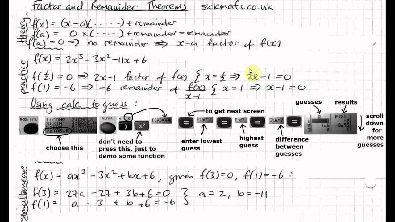 A level Maths (C2 Edexcel): Factor and Remainder Theorem by sickmafs.co ...