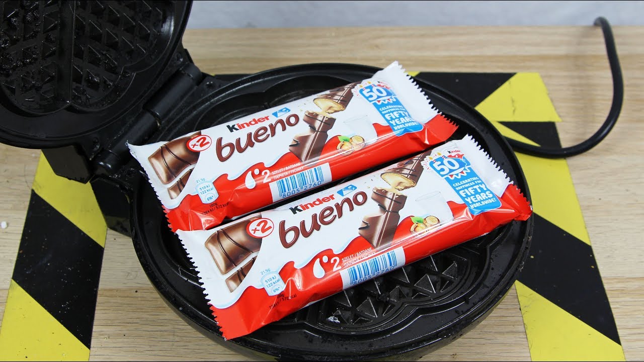Experiment Waffle Iron Vs Kinder Bueno | The Crusher - YouTube