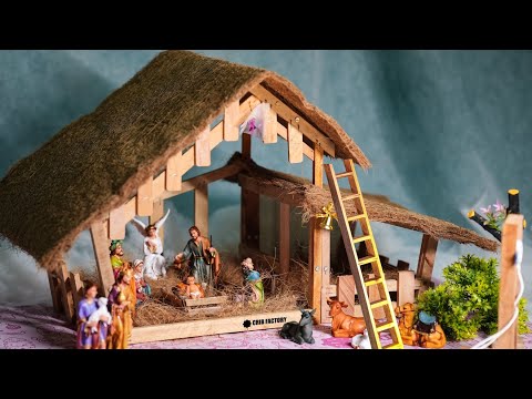 CRIB FACTORY | Natural Finish Wooden Large Size Christmas Crib Set ...