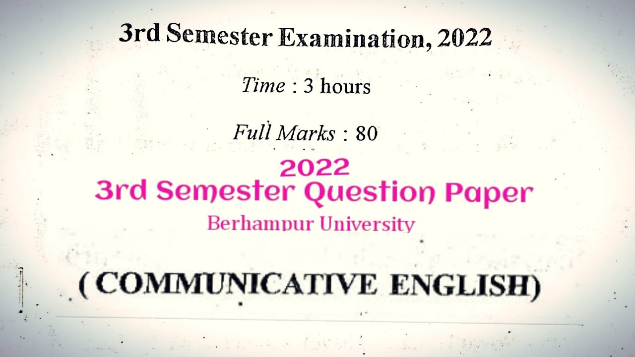 ||2022||3rd Semester Question Paper ||SEC-1||Communicative English ...