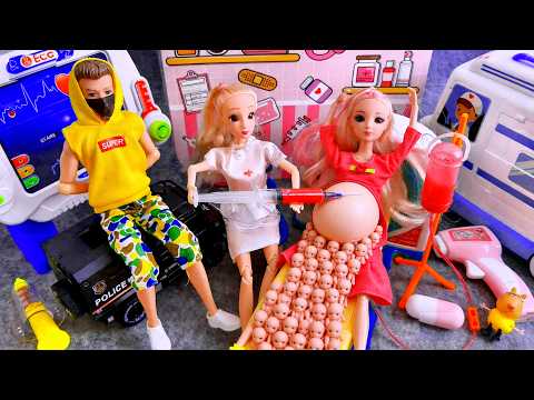 8 Minutes Satisfying with Unboxing Barbie Doll Family Playset，Cute Pinkfong Ambulance Car Toys ASMR