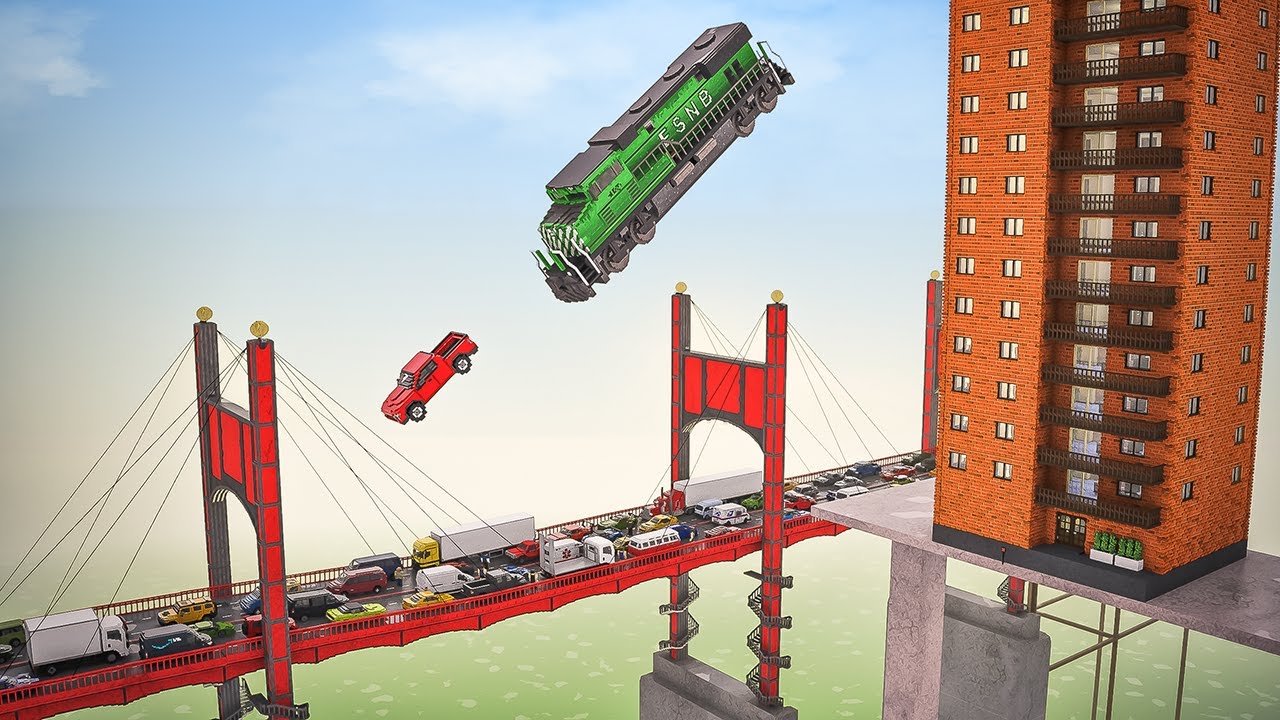 Cars Fall Off a Building onto a Suspension Bridge | Teardown - YouTube