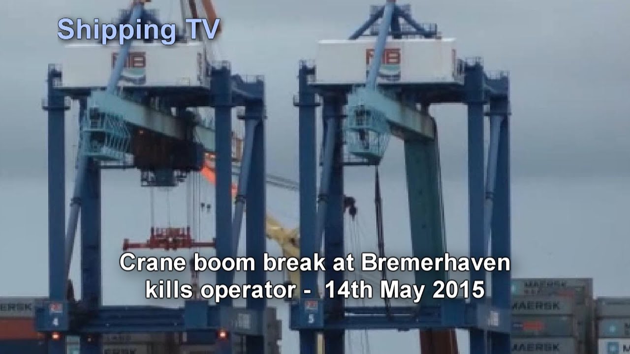 Bremerhaven crane boom collapse kills operator: 14 May 2015 - YouTube