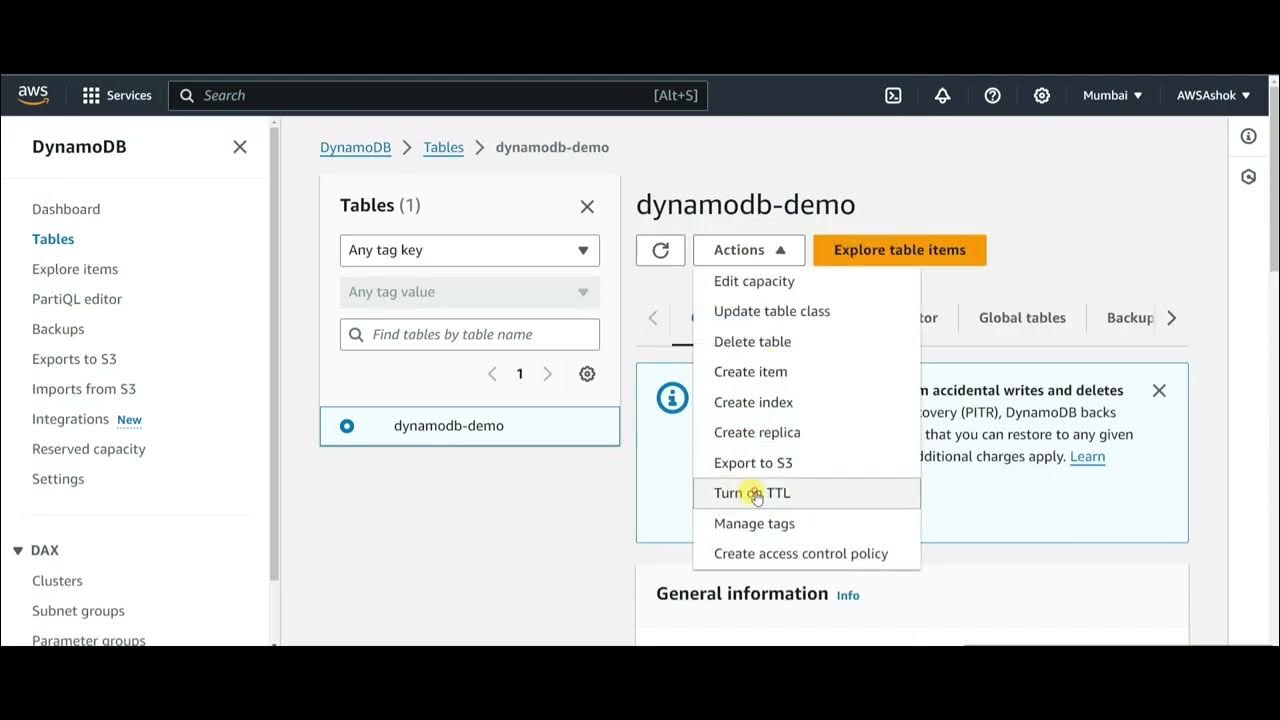 AWS Cloud Dynamodb TTL (Time to Live) Demo - YouTube