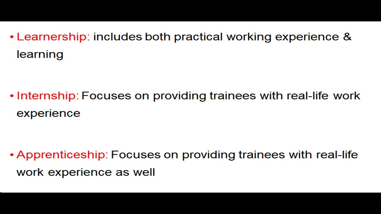 Learnership, internship, apprenticeship explained Part1 - YouTube