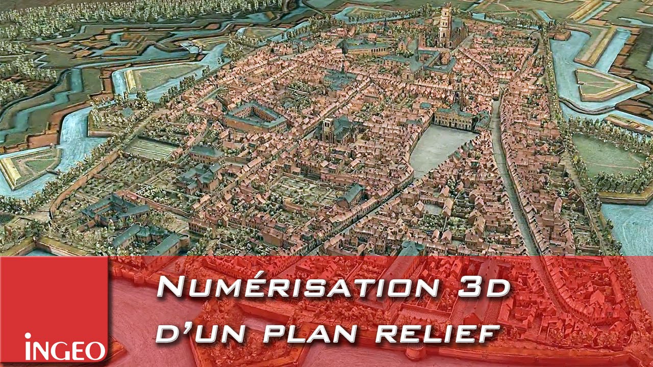 Numérisation 3D du plan relief de la ville d'Aire-sur-la-Lys - YouTube