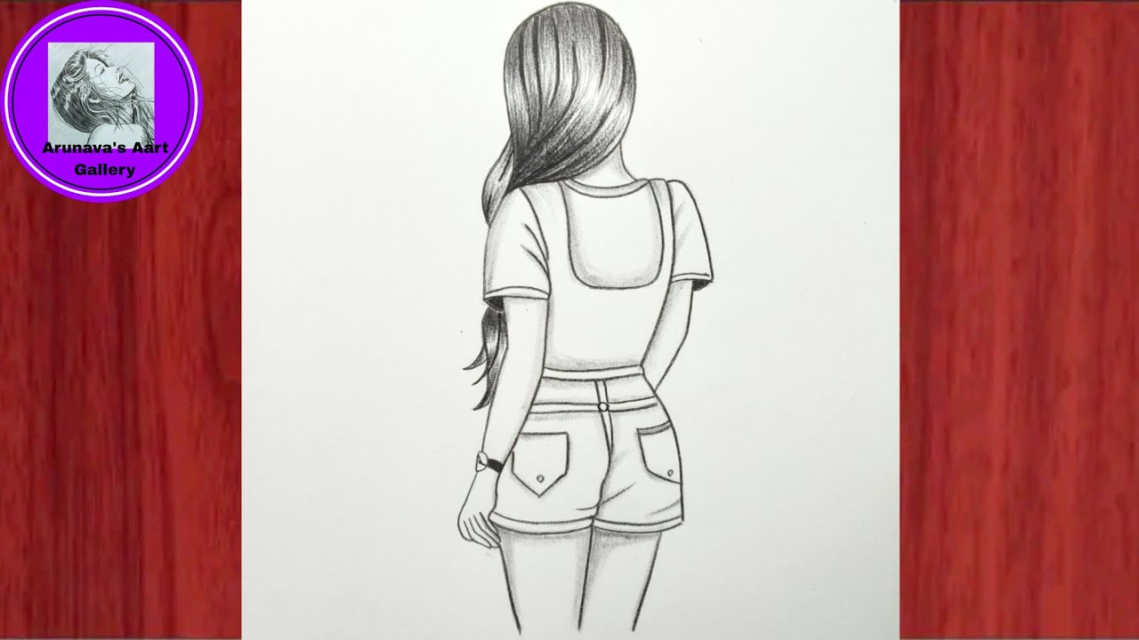 How to draw a beautiful girl from the backside for beginners// Pencil ...