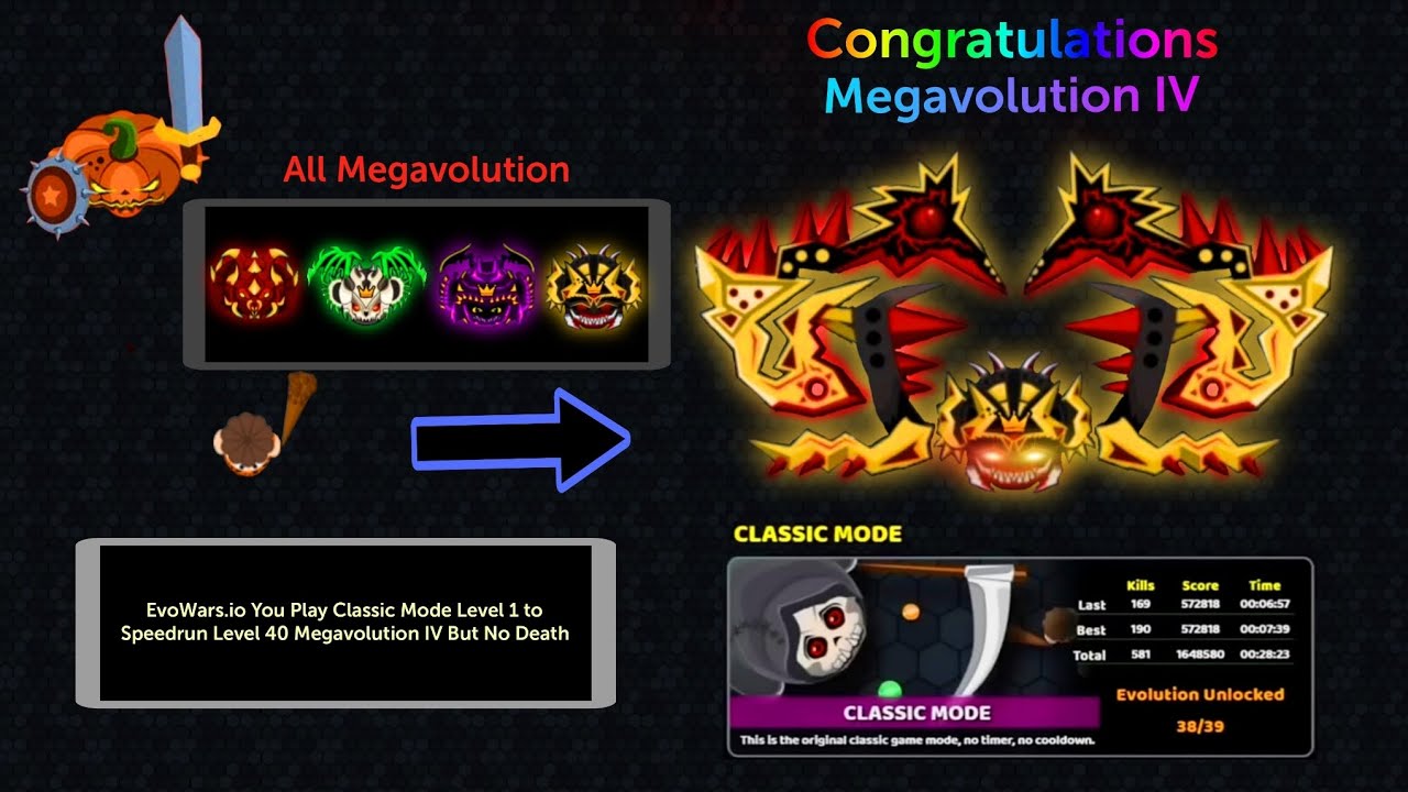 EvoWars.io You Play Classic Mode Level 1 to Level 40 Megavolution IV ...