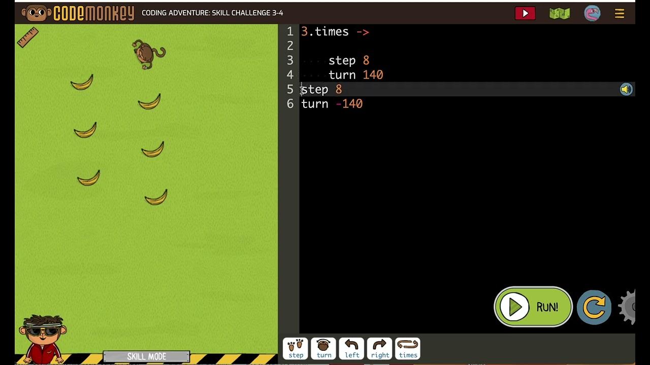 CodeMonkey Skill Mode 3-4 - YouTube