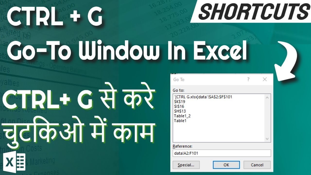 This Formula Uses Ctrl + G in Excel | Excel Shortcut Go To Quick ...
