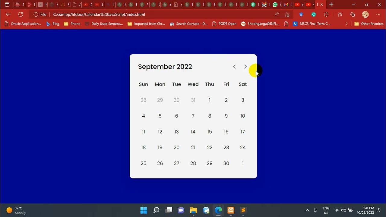 How To Make Simple Calendar Using HTML And JavaScript YouTube How To Make Simple Calendar Using HTML And JavaScript YouTube