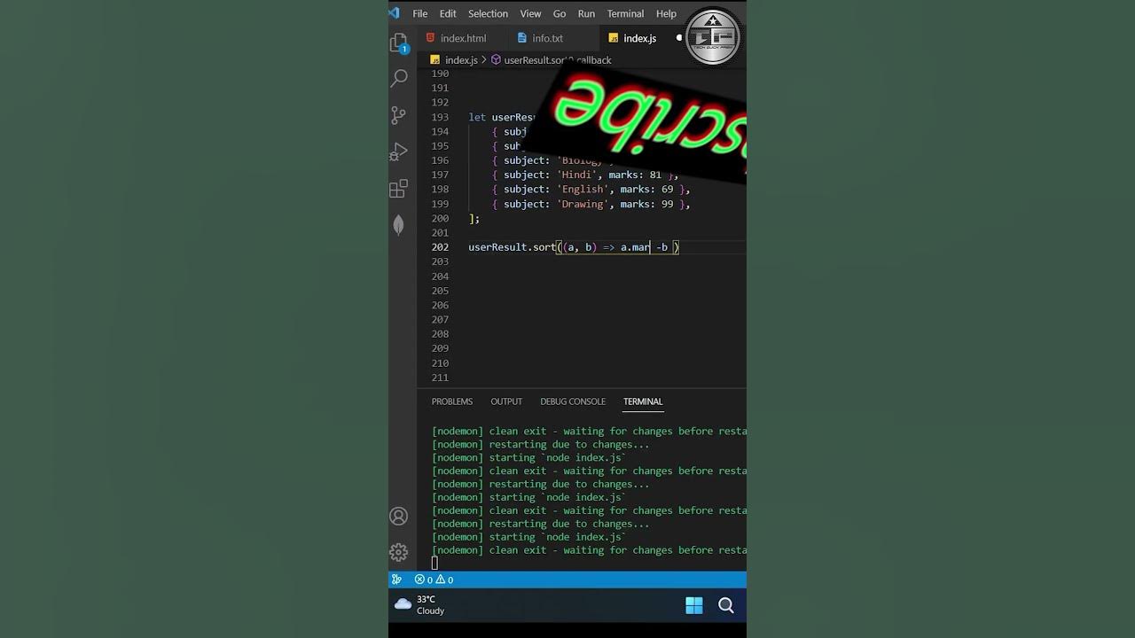 Sorting Array Of Object In Javascript Shorts Shortvideo Java Javascript Vs Youtube