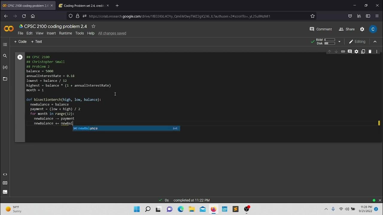 CPSC 2100 Coding problem 2.4 - YouTube