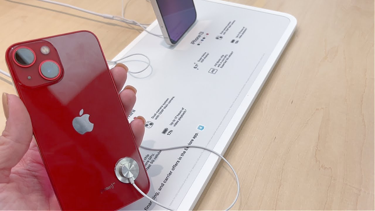iPhone 13 Mini in Red Shopping at the Apple Store - YouTube