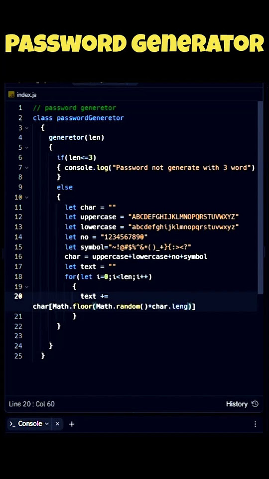 Password Generator In Javascript In 60 Sec Shorts Youtubeshorts Coding Javascript