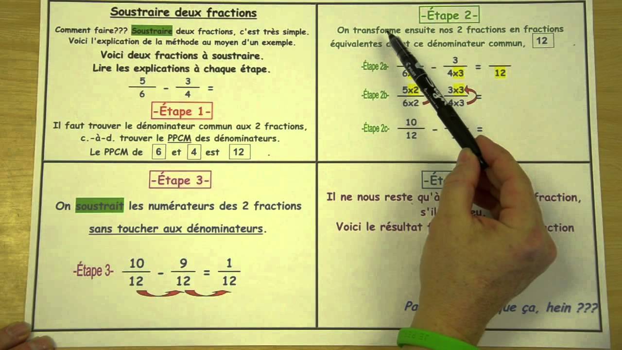 Explications sur la soustraction de fractions - YouTube