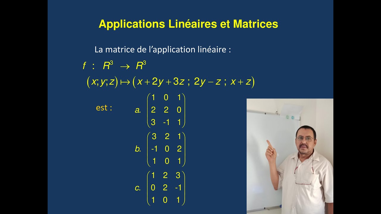 Applications linéaires et matrices QCM 01 - YouTube