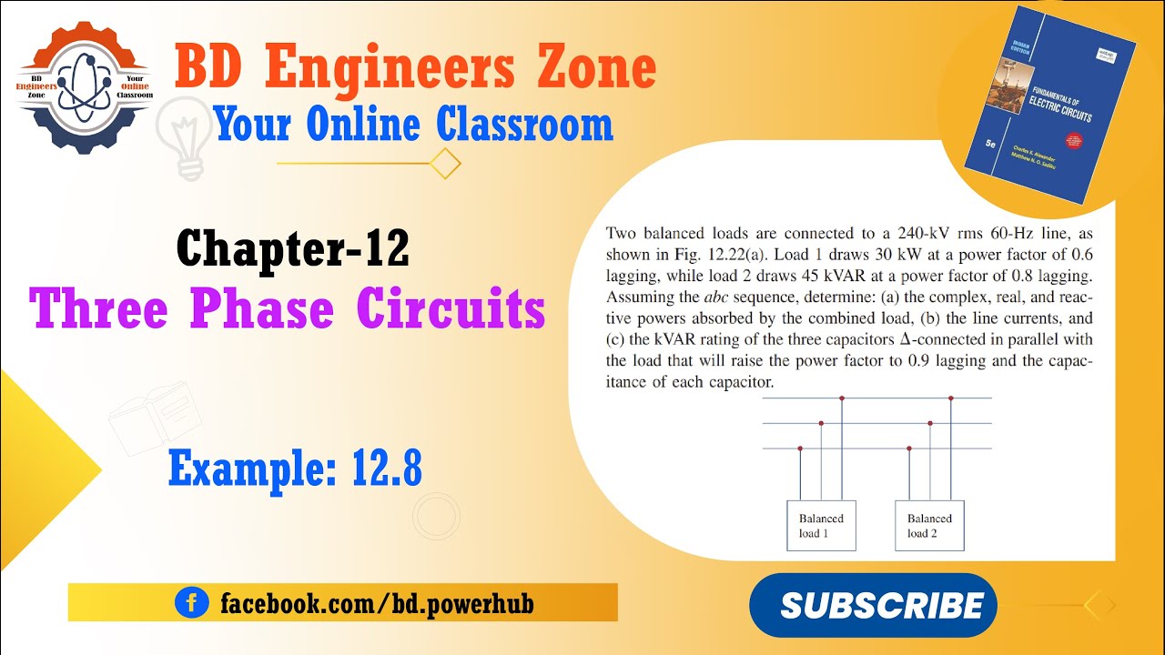 Three Phase Circuits (Chapter-12) || Example: 12.8 || Fundamental of Electric Circuits - YouTube