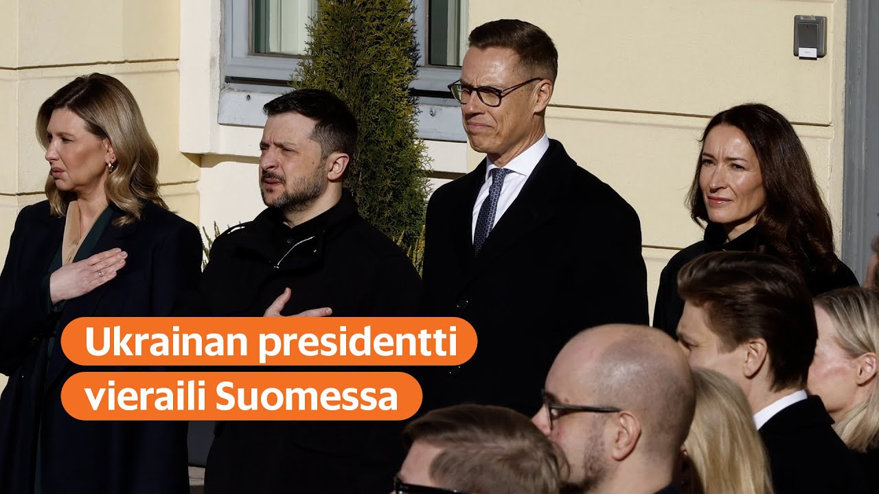 Ukrainan presidentti yllätysvierailulla Suomessa - YouTube