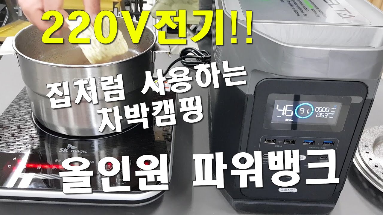 차박캠핑 가서 220v 가정용 전기제품 마음대로 사용하기에코플로우 델타1300 파워뱅크파워뱅크인버터주행충전태양열충전 이