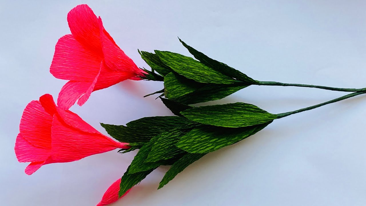 How To Make Beautiful Allamanda Paper Flower Using From Crepe Paper ...