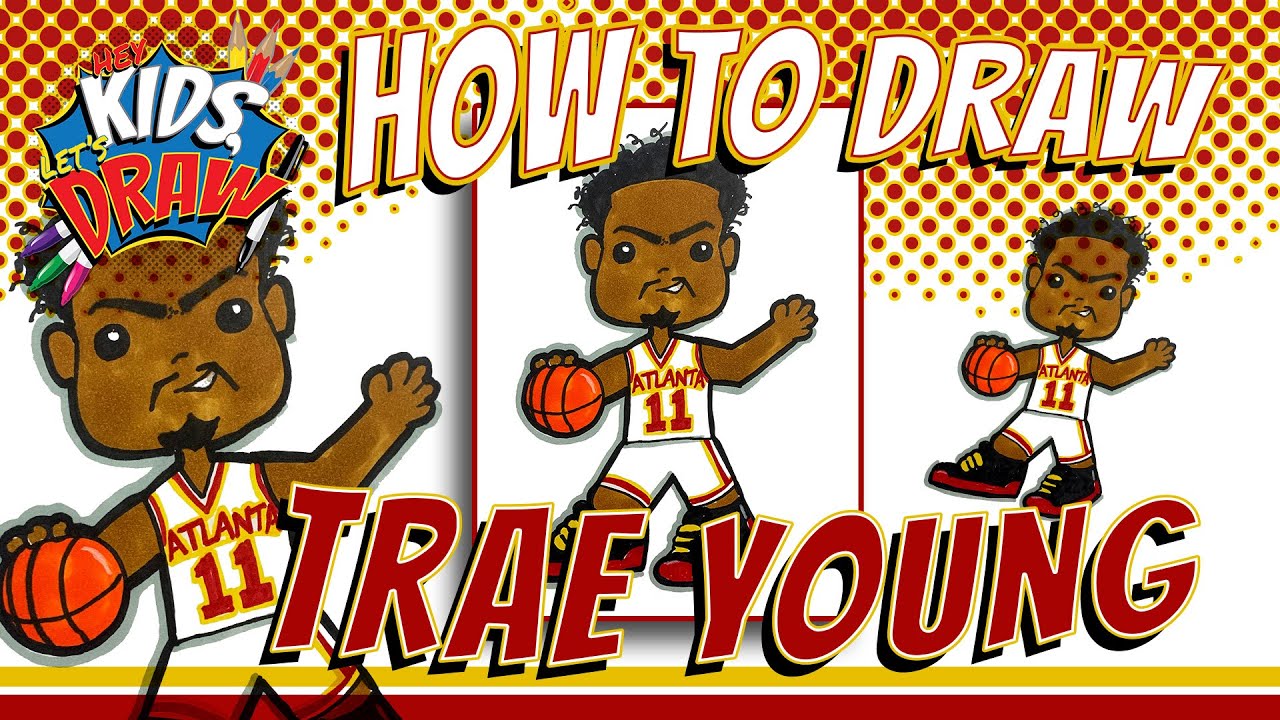 How to Draw Trae Young for Kids - NBA Atlanta Hawks - YouTube
