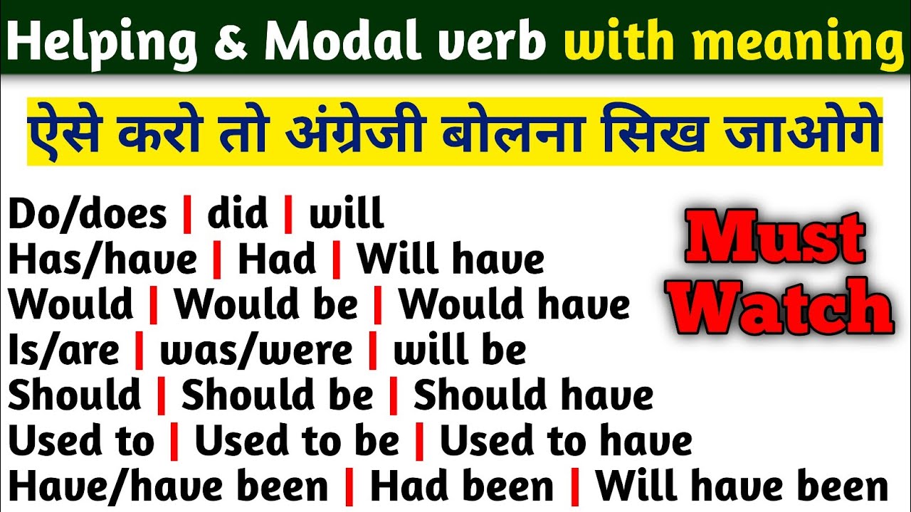 Helping & Modal verb का सही प्रयोग in English Grammar/Speaking | all ...