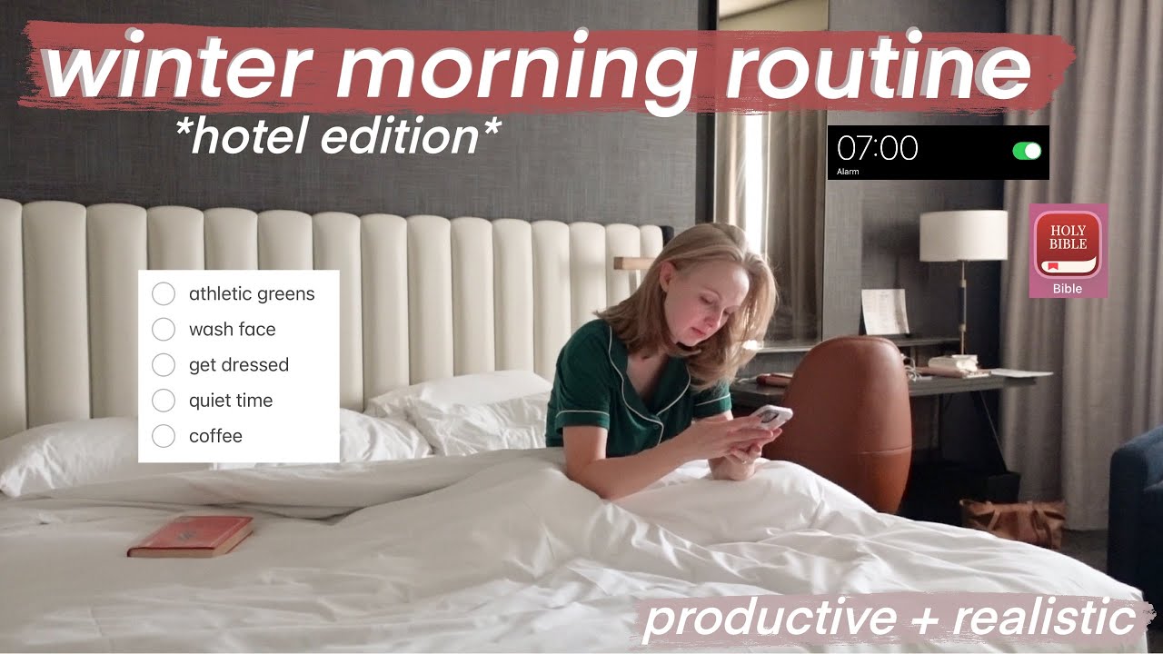 7 AM WINTER MORNING ROUTINE *hotel edition* | skin care, supplements ...