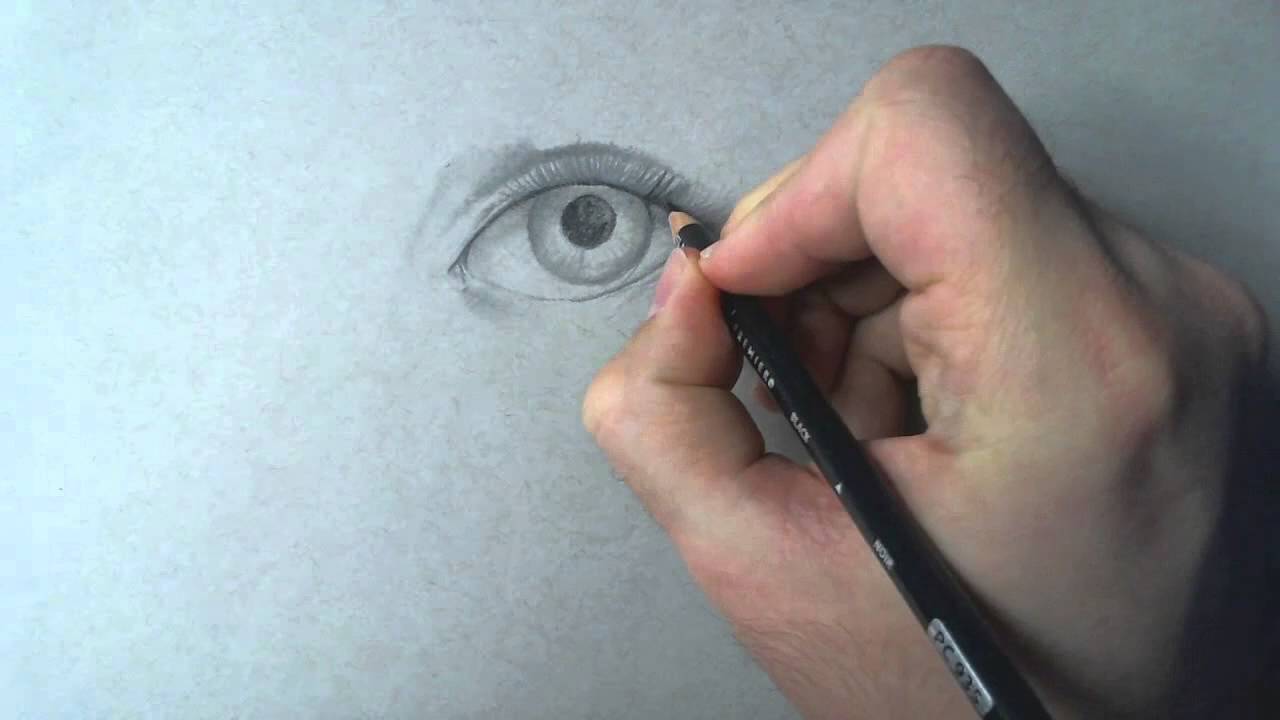 Speed drawing an eye - toned paper - YouTube