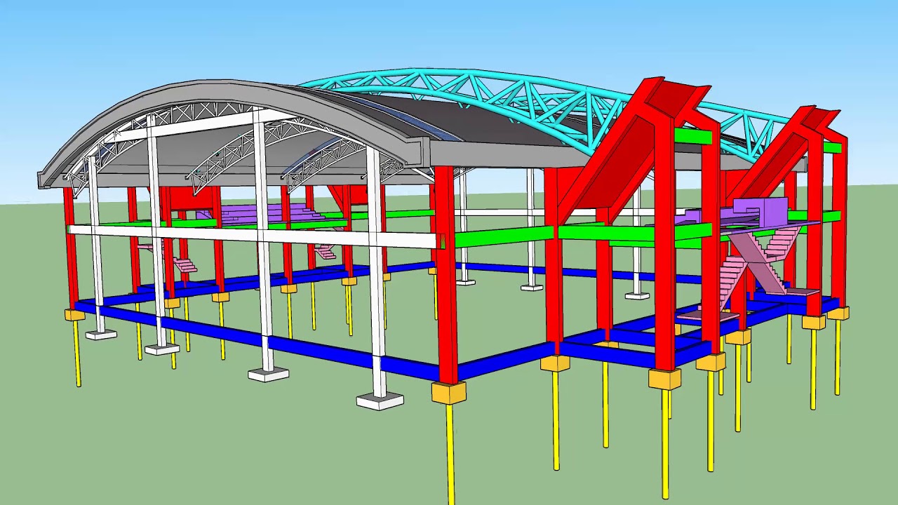 Indoor Tennis Court Structure Section Plan - YouTube