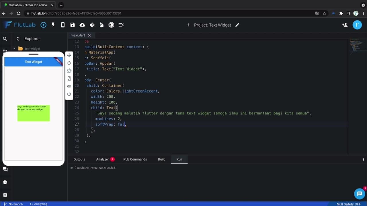 Flutter #02 - Text Widget dengan flutlab.io | Flutter Tutorial | Flutter Indonesia - YouTube