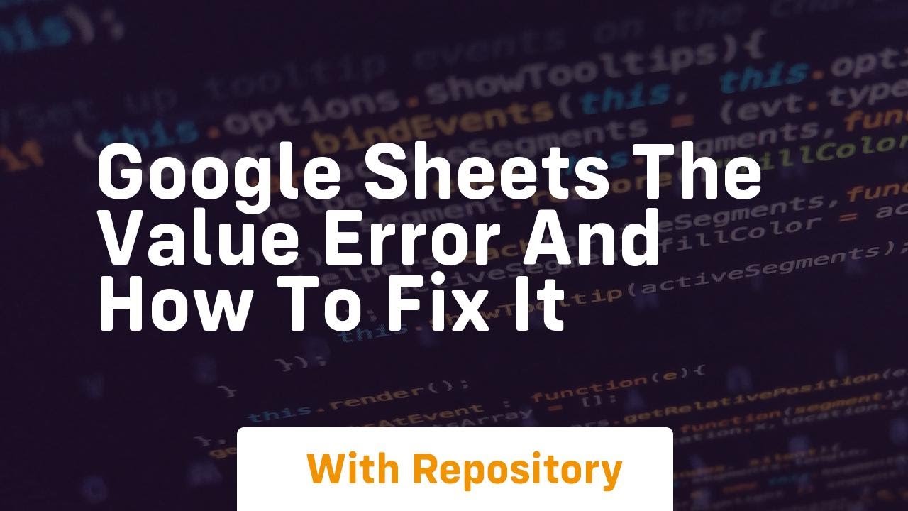 google sheets the value error and how to fix it - YouTube