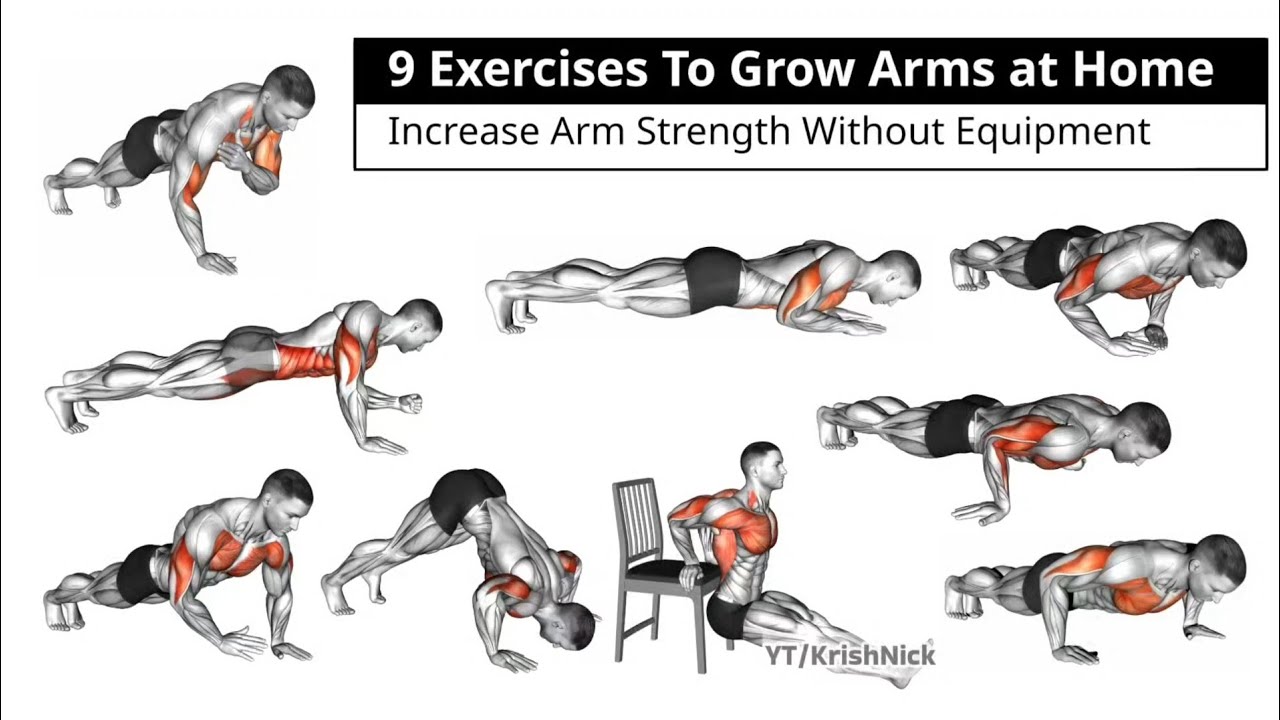 9 Exercises To Grow Arms at Home | Increase Arm Strength Without ...